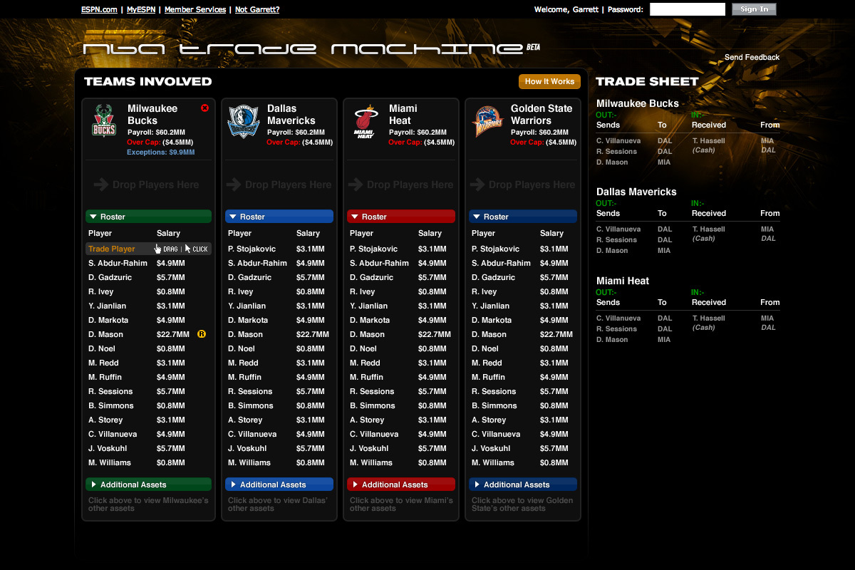 ESPN.com NBA Trade Machine - Garrett Jones