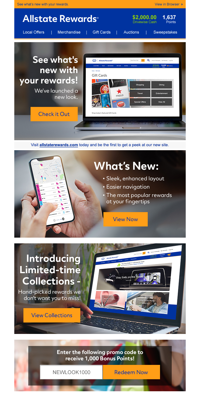 Allstate Rewards Email Design - The Design Layer